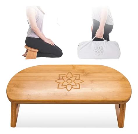 Banco De Meditación Plegable De Bambú Con Bolsa Meses Sin Interés