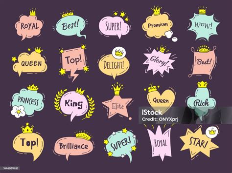Dialogue Graphic Shapes Luxury Comic Bubbles Queen Or Princess Crowns