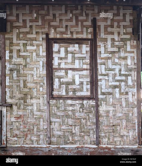 Thatched Wall With Woven Natural Dried Grass Leaves Background Backdrop Natural Texture