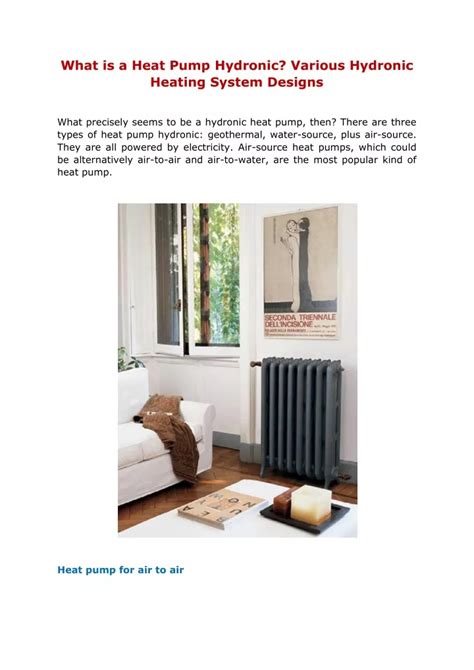Ppt What Is A Heat Pump Hydronic Various Hydronic Heating System Designs Powerpoint