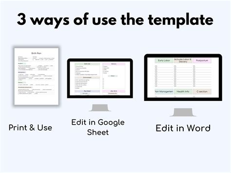 Editable Birth Plan Printable Birth Plan Template Birth Preference