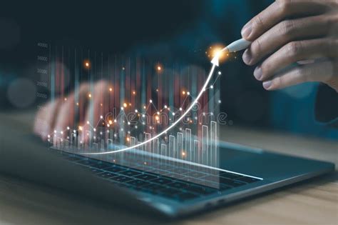 Graph Chart Of Economic Growth Stock Market And Business Concept Of