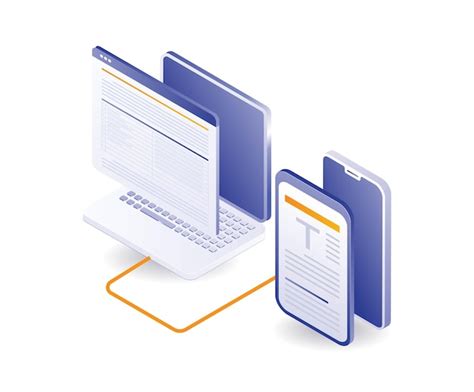 Computer Data Processing Work With Smartphone Premium Vector