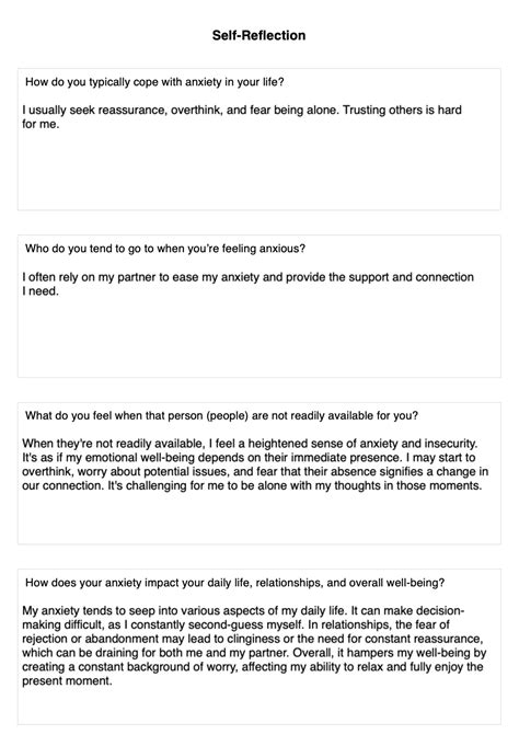 Anxious Attachment Style Workbook And Example Free Pdf Download