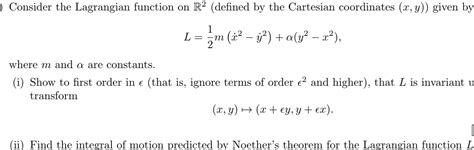 Answered O Consider The Lagrangian Function On… Bartleby