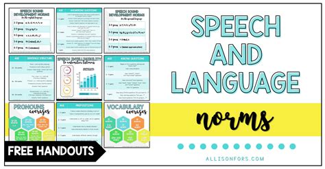 Speech And Language Development Norms Allison Fors Inc