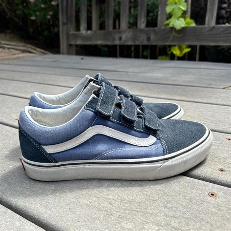Blue Navy Velcro Vans Size Womens 8 5 Mens 7 In Depop