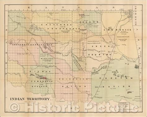 Historic Map Indian Territory 1876 Lehman And Bolton V2 Historic