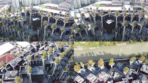 航拍上海浦西天安千树视频素材下载