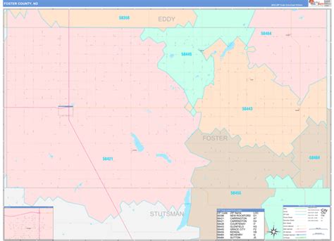 Foster County Nd Wall Map Color Cast Style By Marketmaps Mapsales