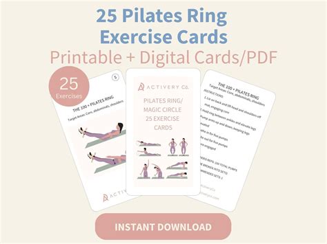Pilates Ring Exercise Cards 25 Illustrated Workouts Digital Download