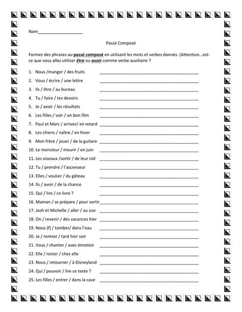 Passé Composé Avec être Et Avoir Worksheet