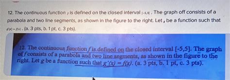 The Continuous Function Y Is Defined On The Closed Interval [ 5 5] The Graph Off Consists