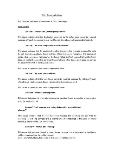 Net Q931 Isdn Cause Codes Pdf Computer Network Information