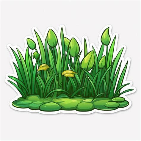 Premium Photo A Sticker Of A Green Grass With Yellow Flowers And