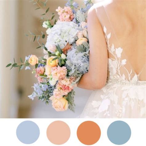 Elegant Blue Peach And Orange Wedding Color Palette