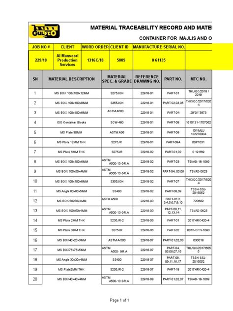 Material Traceability Report Pdf Civil Engineering