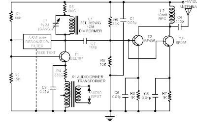 Long Range AM Transmitter AUDIO AMPLIFIER SCHEMATIC CIRCUITS PICTURE