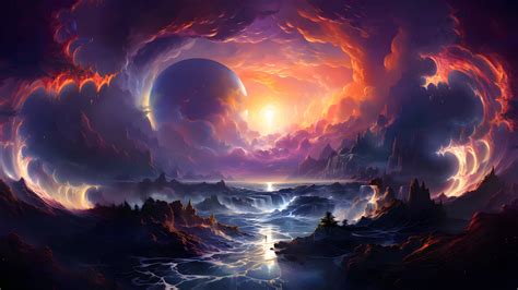 Ai Art Landscape Digital Art Water Planet 4k Desktop Wallpaper