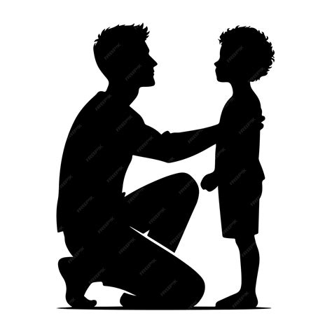 Vector De Silueta De Padre E Hijo Vector Premium