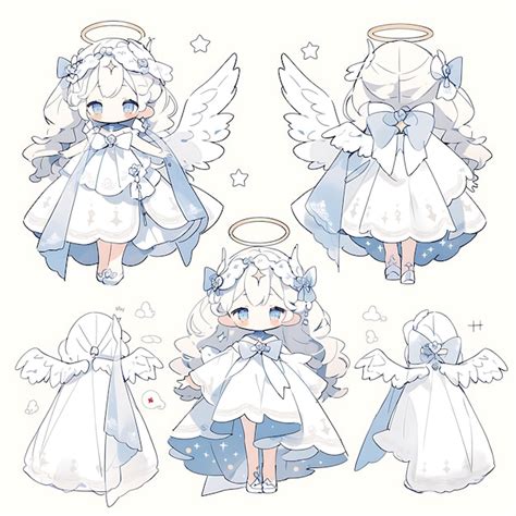 Premium Photo Character Anime Of Female Chibi Kawaii Cyber Angel