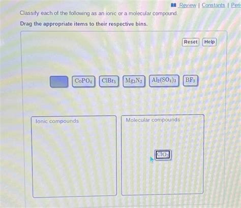 Solved Classify Each Of The Following As An Ionic Or A