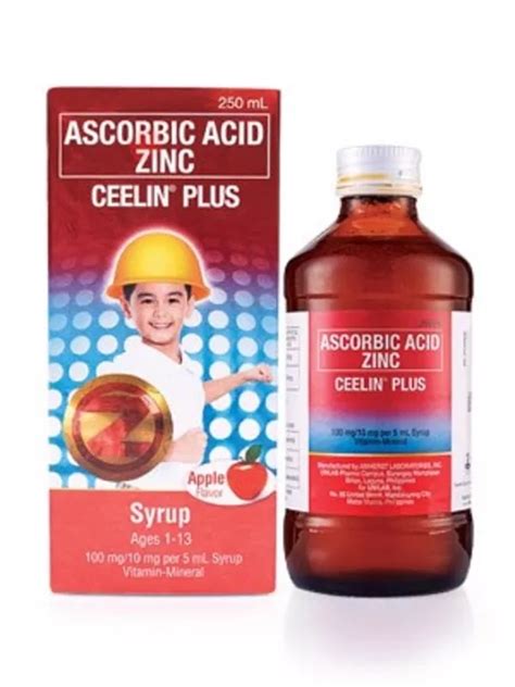 Unilab Ceelin Plus Syrup 250ml Ascorbic Acid Sodium Ascorbate Zinc