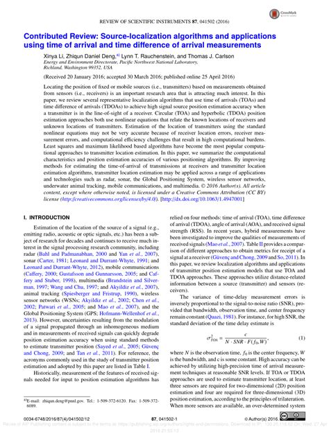 Pdf Contributed Review Source Localization Algorithms And