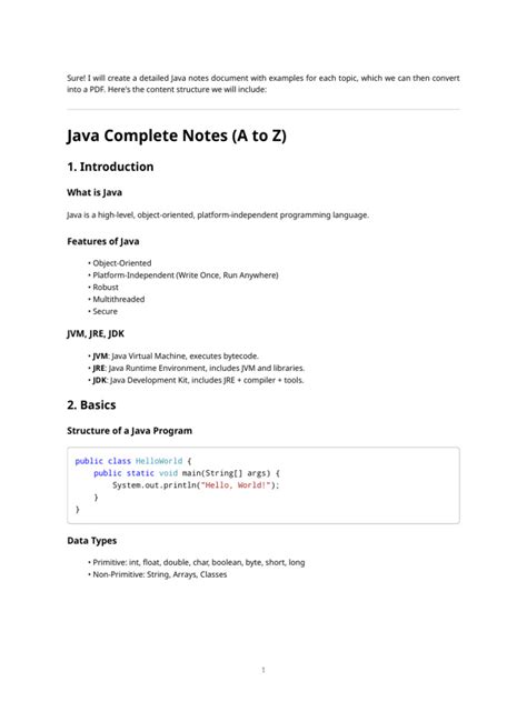 Comprehensive Java Notes Pdf Pdf Java Virtual Machine Java