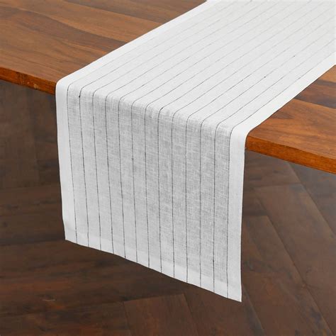 Solino Home Pinstripe Linen Table Runner 108 Inches Long 100 Pure L