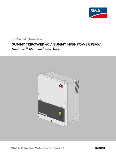 Stp60 Shp75 Sunspec Modbus Ti En 13 Pdf Integer Computer Science Ip Address