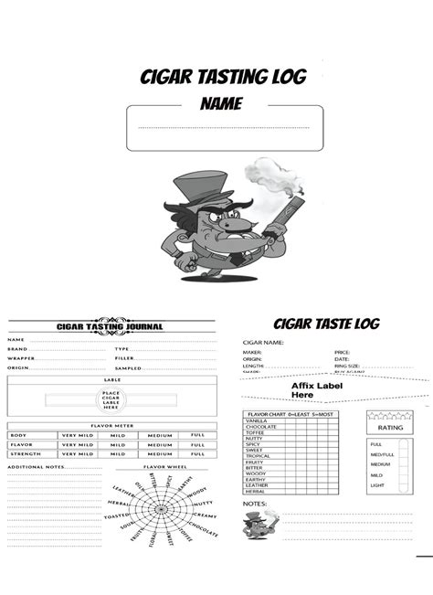 Cigar Tasting Log Digital Download Cigar Review Log Sheets Cigar Note