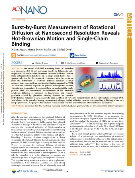 Pdf Burst By Burst Measurement Of Rotational Diffusion At Nanosecond