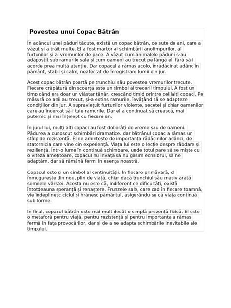 Povestul Unui Copac Batran Pdf