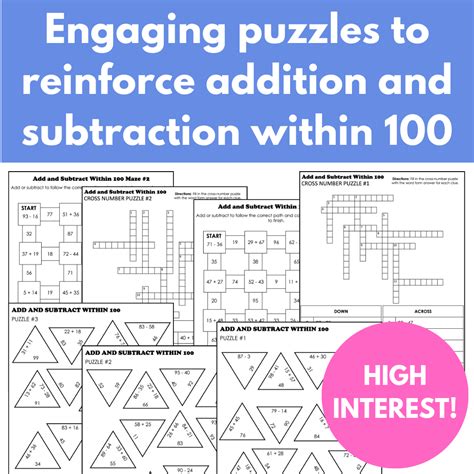 Addition And Subtraction To 100 Puzzles For Math Fact Practice Bundle Shelley Gray Teaching