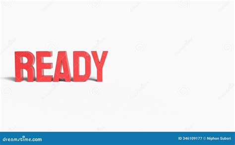 The Ready Red Text On White Background 3d Rendering Stock Illustration
