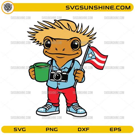 Bad Bunny Frog Svg Png Dxf Eps Puerto Rico Flag Cute Frog Digital Design
