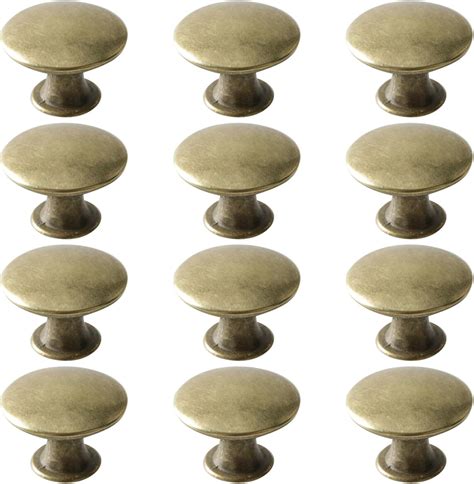 Beilala Antique Brass Drawer Knobs 12 Pack Round Metal Wardrobe