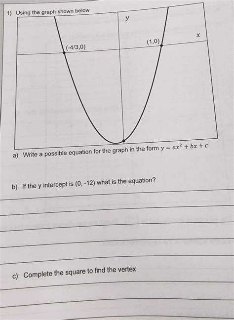 solved 1 a write a possible equation for the graph in the