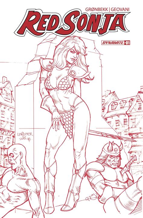 Red Sonja 1 Cover Zs 110 Linsner Red Line Art Variant Comic Book