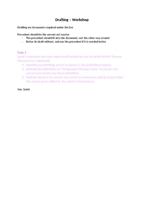 Drafting Workshop Drafting Workshop Drafting Are Documents