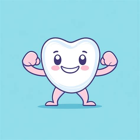Tooth Mascot With Muscular Arms Design Premium Ai Generated Vector