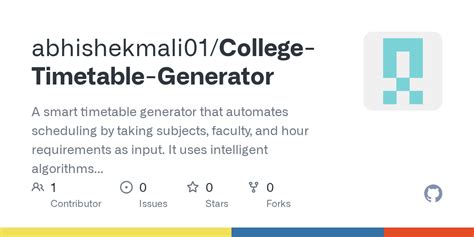 Github Abhishekmali01college Timetable Generator A Smart Timetable Generator That Automates