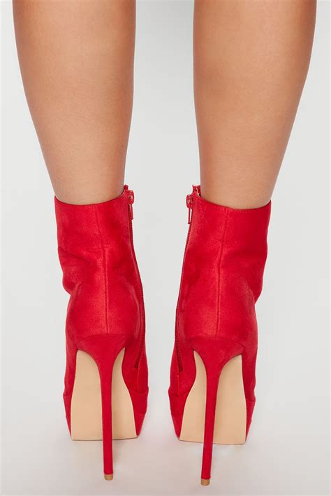 Blair Platform Pointed Toe Booties Red Fashion Nova
