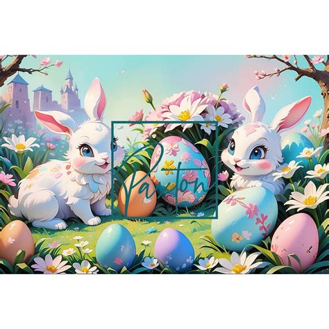 Easter Bunnies And Eggs Digital Art —