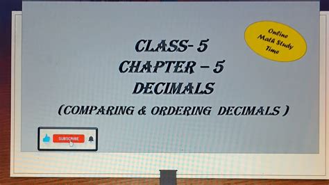 Class 5 Maths Chapter 5 Decimals Ordering And Comparing Decimals Cbse