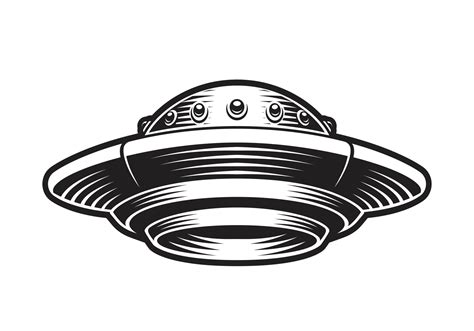 Black And White Vector Illustration Of A Flying Saucer 15873152 Vector Art At Vecteezy