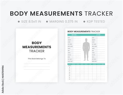 Body Measurement Tracker Template Body Measurement Chart Printable Stock Vector Adobe Stock