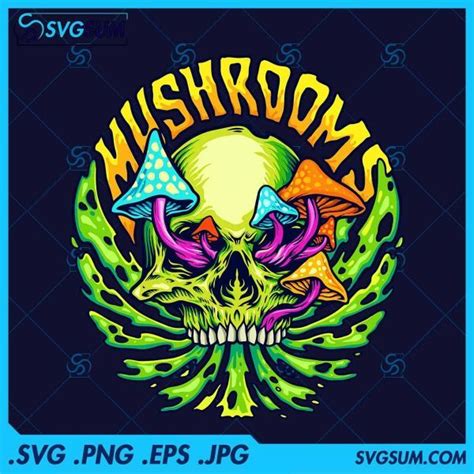 Hippie Nature Skull Mushroom Illustration Illustration Illustration