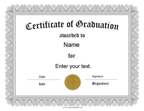 Certificate Of Graduation Template With Customizable Designs Free